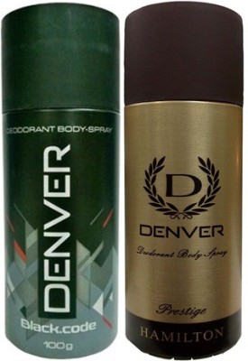 DENVER Hamilton Prestige,Black Code Body Spray For Men (205 g, Pack of ...